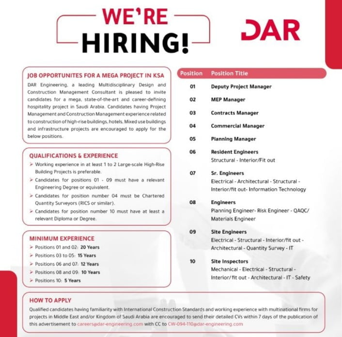 job opportunities in Dar Engineering