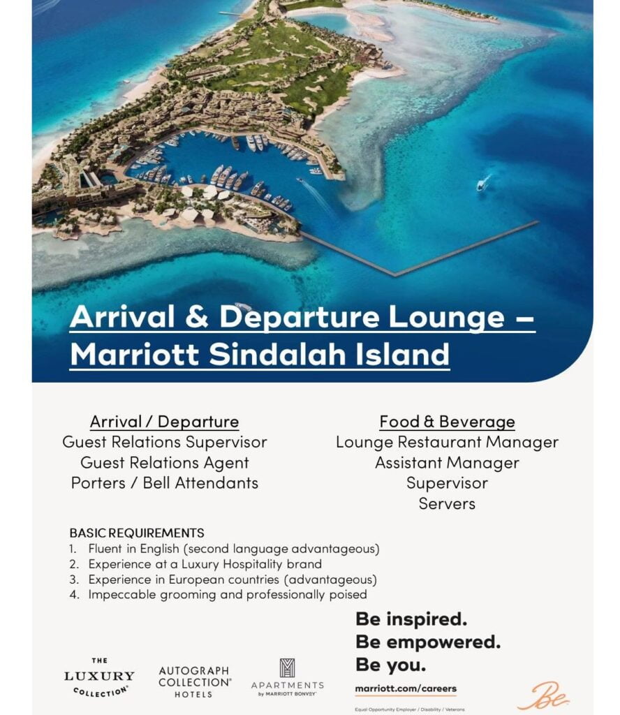 Job Opportunities Marriott Sindalah Island Arrival & Departure Lounge