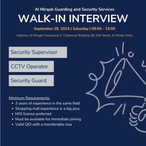 Walk In Interview Security Roles